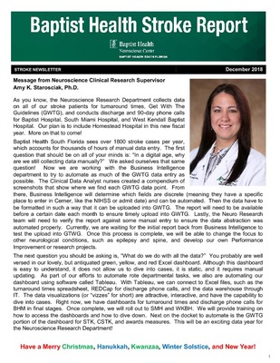 "Baptist Health Stroke Report - December 2018" by Baptist Health ...