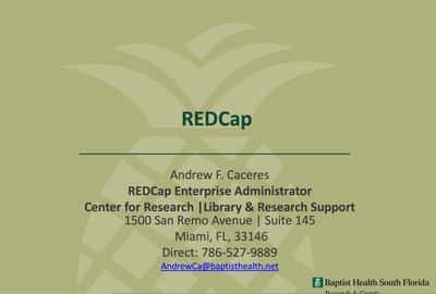 "REDCap Introduction Presentation" by Library & Research Support